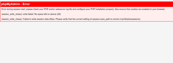 Lỗi không đăng nhập được trang phpMyAdmin - Error during session start...