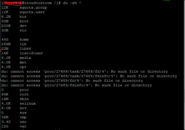 Hướng dẫn kiểm tra dung lượng từng file trong thư mục folder chiếm dụng trong Linux (Centos, ubuntu)